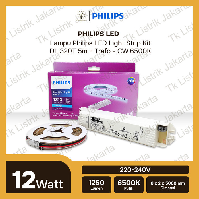 Jual PHILIPS Strip DLI 320T LED tape flexible 12W 24Volt 5m + Trafo ...