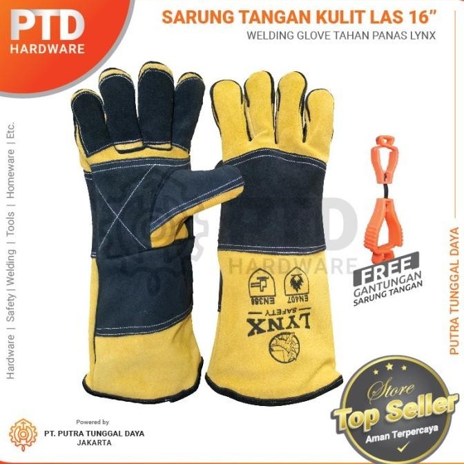 Jual Sarung Tangan Kulit Tebal Las Welding Anti Panas 16 inch Kuning ...