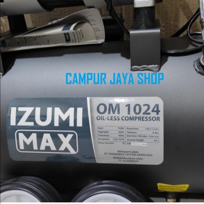 Jual Mesin Kompresor Angin Listrik Izumi Max Oilless Silent 1Hp 24L Om 1024 | Shopee Indonesia