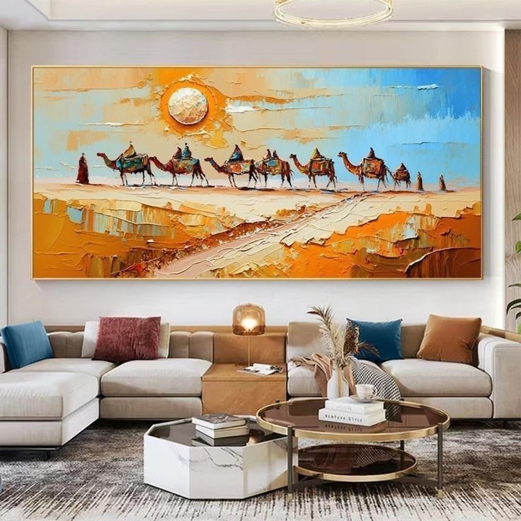 Jual Lukisan Unta Arab Sunset Teksture Modern art | Shopee Indonesia