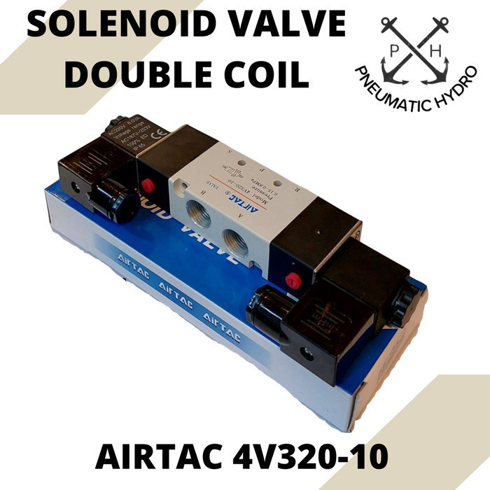 Jual Selenoid Valve 5/2 Way Double Coil Airtac 4V320-10 | Shopee Indonesia