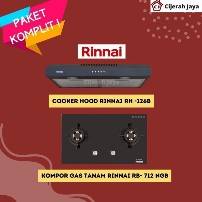 Jual Rinnai Paket Kompor Tanam Rinnai Rb 712N(Gb) + Cooker Hood Rh 126B | Shopee Indonesia