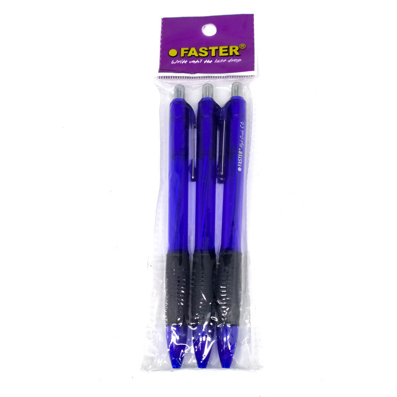 Jual Faster - Bolpen C6 Biru Set Isi 3 Pcs | Shopee Indonesia