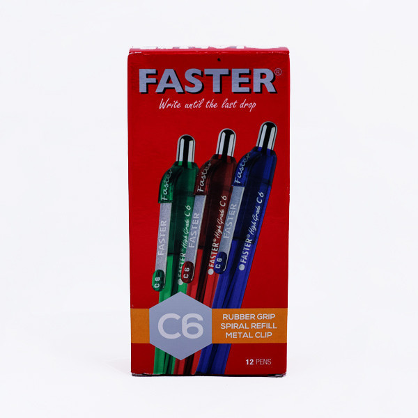 Jual Faster Ballpen C6 Jetek Biru/12 | Shopee Indonesia