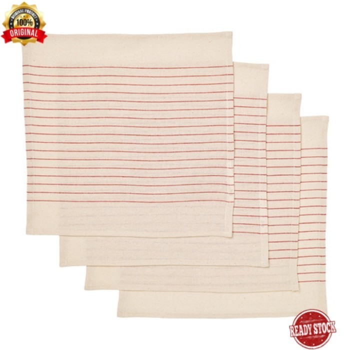Jual Serbet Kain Lap Dapur Pola Garis-Garis Merah/Alami, 30X30 Cm ...