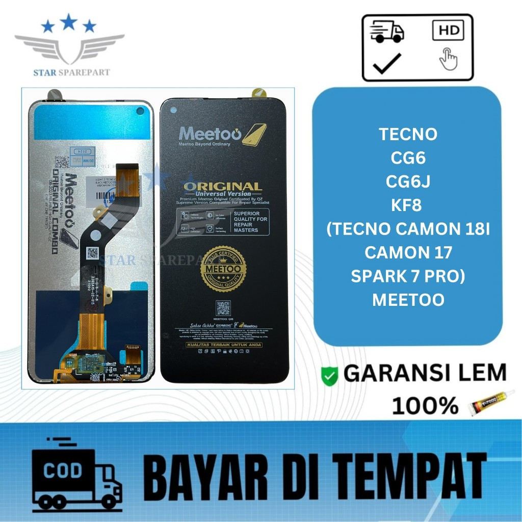 Jual LCD TOUCHSCREEN TECNO CG6 / CG6J / KF8 (TECNO CAMON 18I / CAMON 17 / SPARK 7 PRO) | Shopee ...