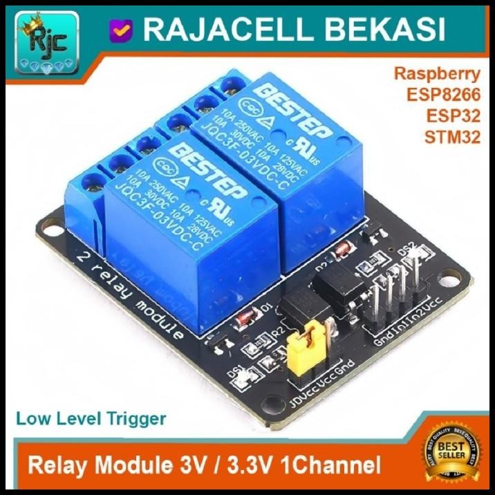 Jual DISKON RELAY MODULE 3V 3.3V 2CH LOW TRIGGER FOR RASPBERRY ESP8266 ...