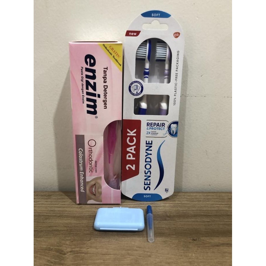 Jual Ortho Kit/behel/ kawat (odol enzim +sikat sensodyne+wax ...