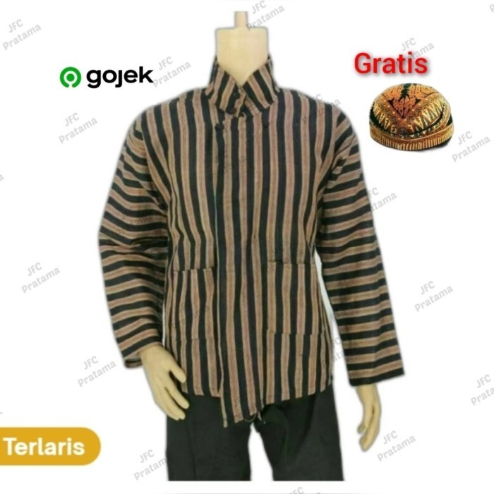 Jual Baju Surjan Lurik Dewasa Gratis Blangkon Jumbo XXL / Batik Adat Jawa | Shopee Indonesia