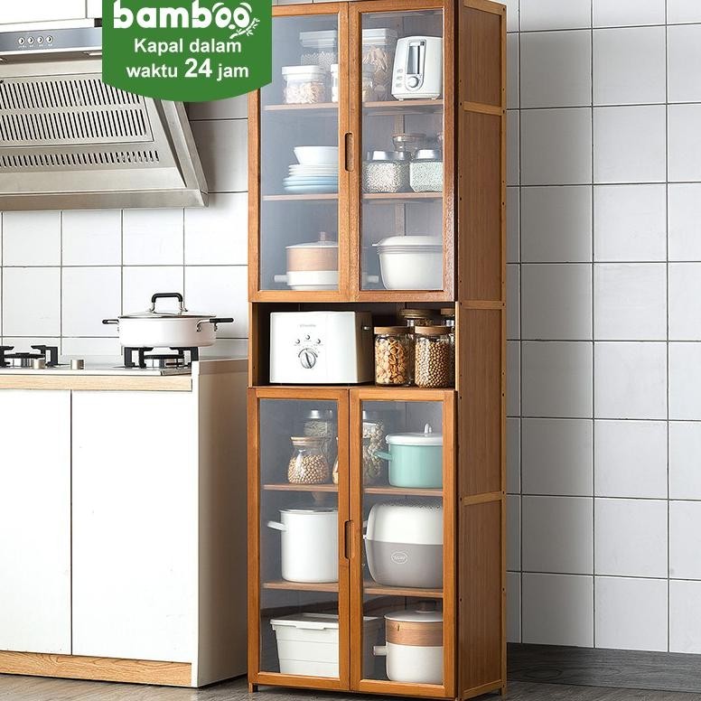 Jual BAMBOO Lemari Penyimpanan Dapur Bambu Dengan Tampilan Akrilik 2 ...