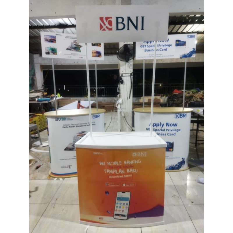 Jual Meja EventDesk Standart Logo BNI/Meja Polycounter Large Oval ...