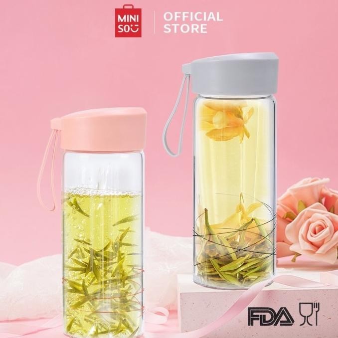 Jual MINISO Botol Minum 300ml Botol Kaca Borosilikat Tinggi dengan ...