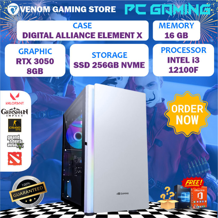 Jual PC Gaming Venom i3-12100F RTX 3050 8GB 16GB SSD Alder Lake ...