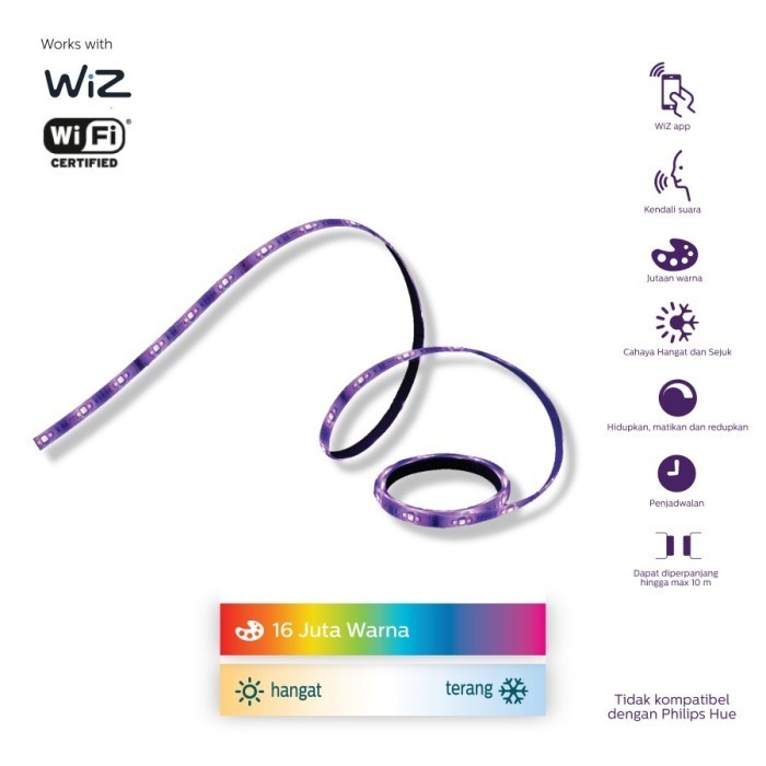 Jual Lampu Led Stripe Smart Wiz Wifi 20W 2M Rgb + Remote Adaptor Philips | Shopee Indonesia
