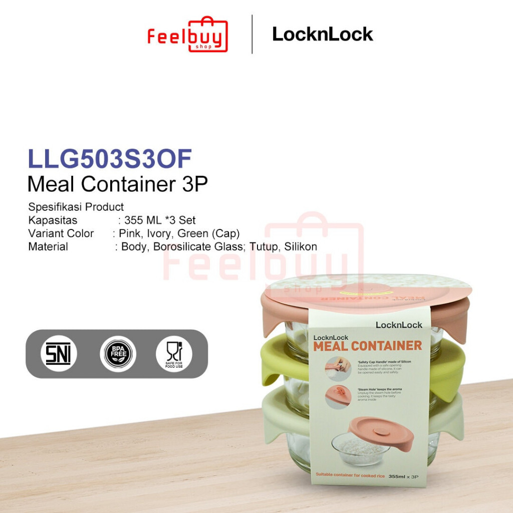 Jual LocknLock Glass Set Meal Container 3P 355ml - LLG503S3OF | Shopee ...