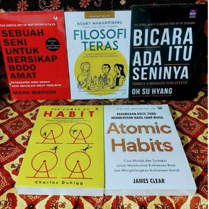 Jual Ready paket 5 buku motivasi the power of habit teras bodo amat atomic habits | Shopee Indonesia