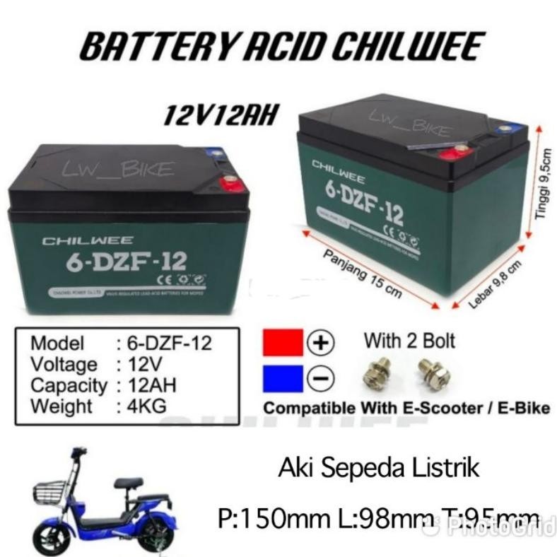 Jual Aki Baterai Sepeda Listrik Battery Acid 12V 12AH CHILWEE 6-DZF-12 TIAN NENG ORIGINAL ...