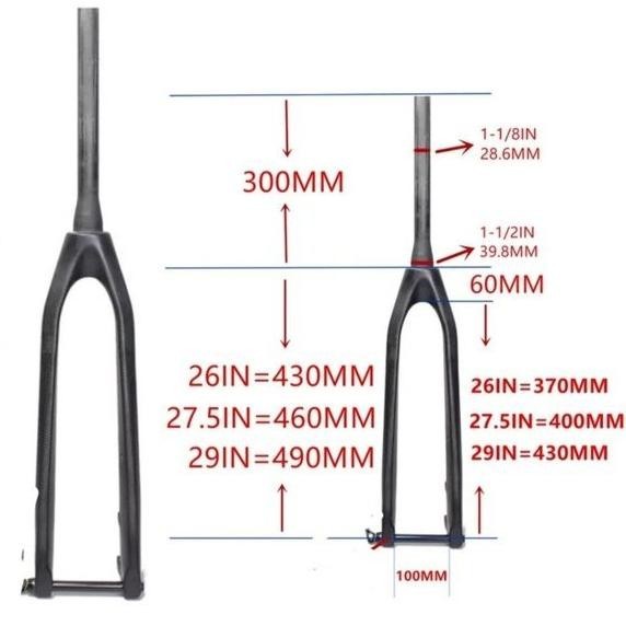 Jual Premium Fork Rigid Carbon Taper TA 100 mm Fork Full Carbon Tapered ...