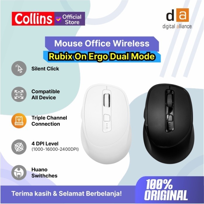 Jual Mouse Office DA Rubix One Wireless Bluetooth Silent Ergo Dual Mode ...