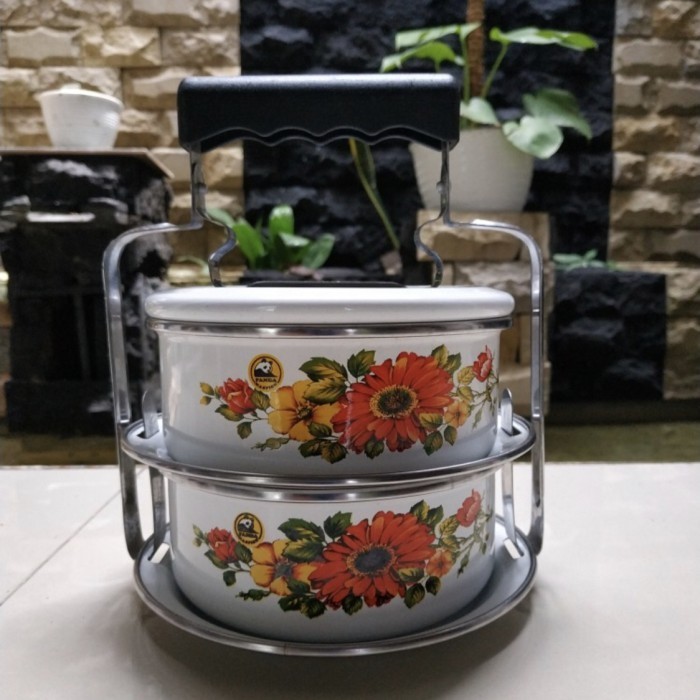 Jual Rantang Baso Enamel Seng Kaleng Jadul 2 Susun Lunch Box 16/2 Murah ...