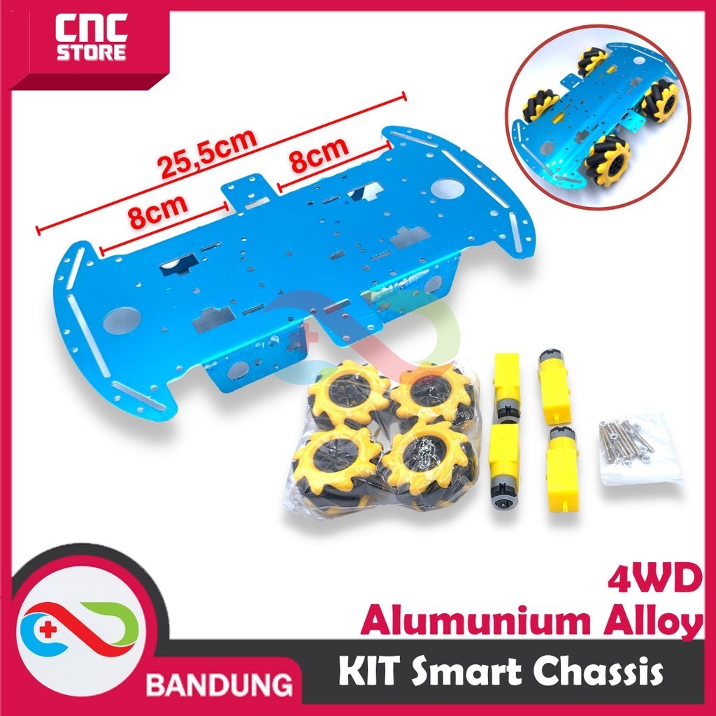 Jual KIT SMART CHASSIS ALUMUNIUM ALLOY CHASIS 4WD RC MOBIL ARDUINO ...