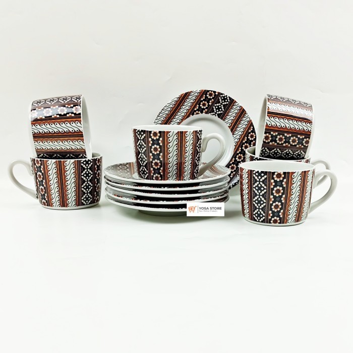 Jual Cangkir Set Keramik Kopi Teh Motif Batik Mondokan 12 Pcs | Shopee ...