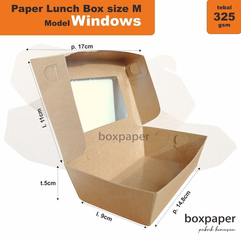 Jual Stok Banyak Paper Lunch Box Size M ( windows) Jendela Tebal ...