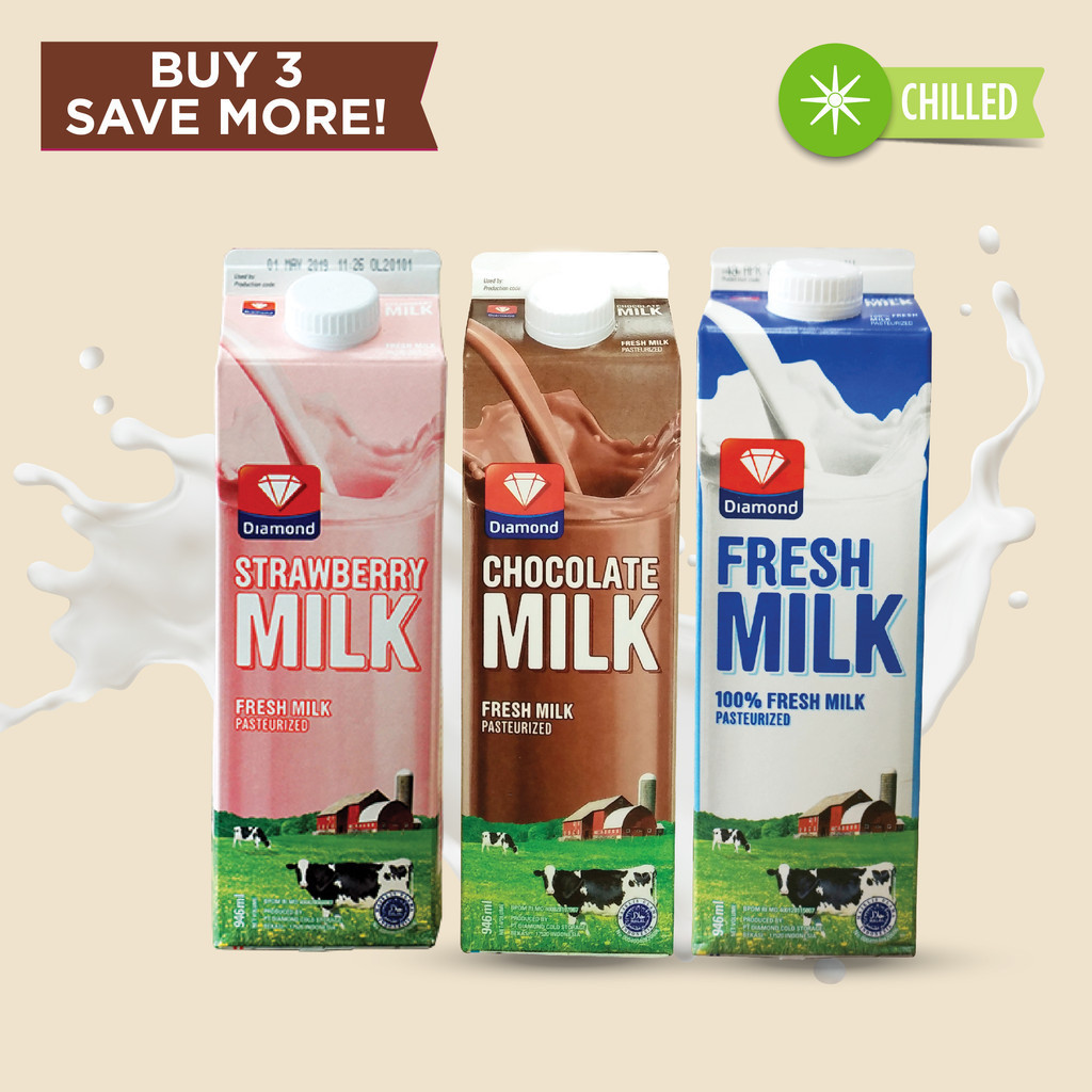 Jual DIAMOND FRESH MILK 946 ML (PLAIN, CHOCOLATE, STRAWBERRY) | Shopee ...