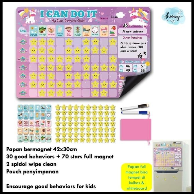 Jual Jumbo Reward Chart Board Anak Magnetic Papan Penghargaan Tasya ...