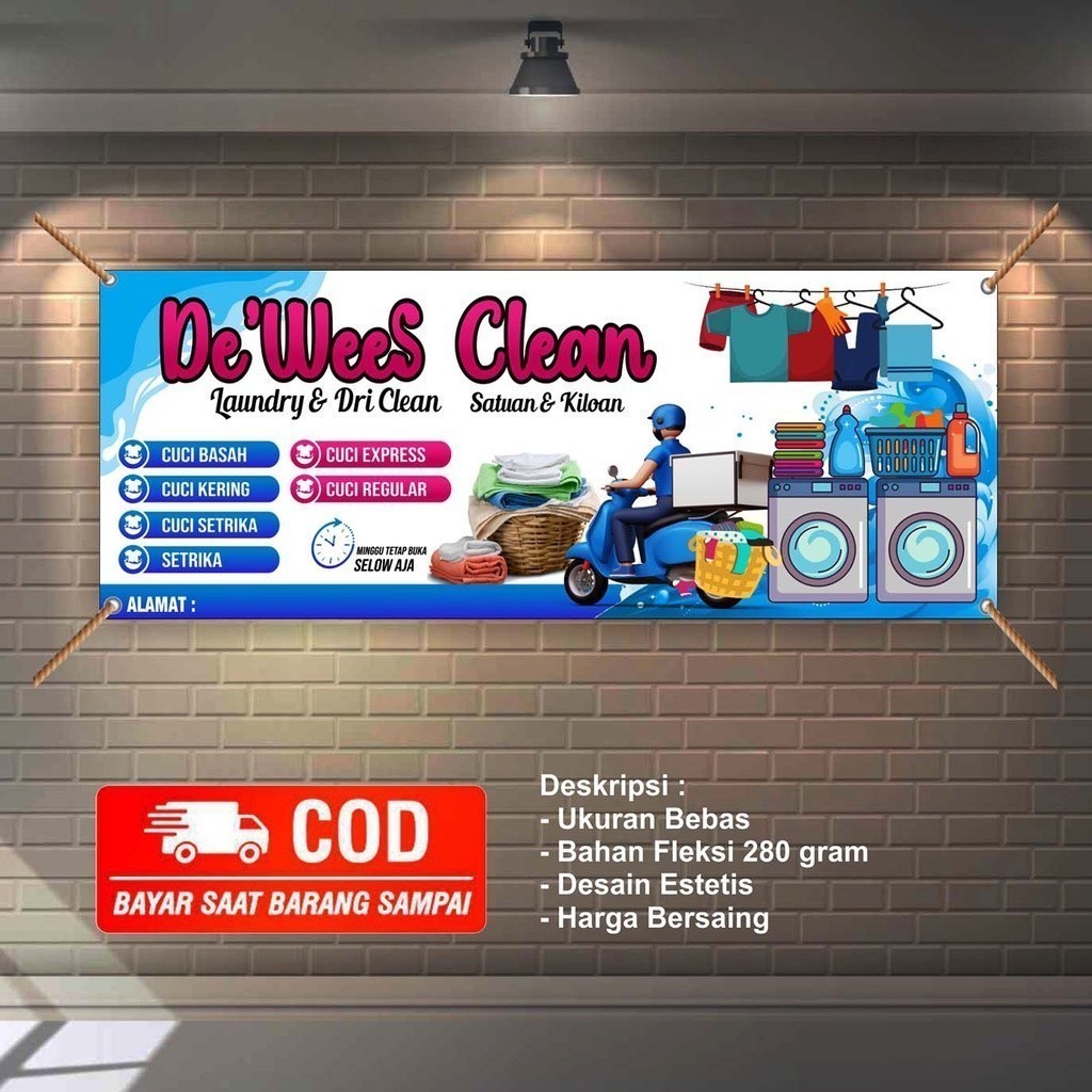 Jual spanduk banner laundry kiloan ukuran 3x1 murah bisa Bayar COD ...