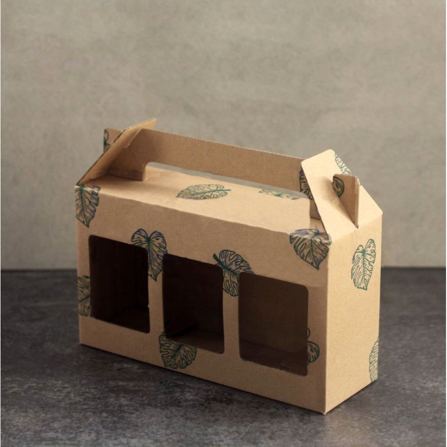 Jual Dus Jinjing Box isi 3 Toples Jar 250ml Coklat Daun uk 21 x 7 x 12 ...