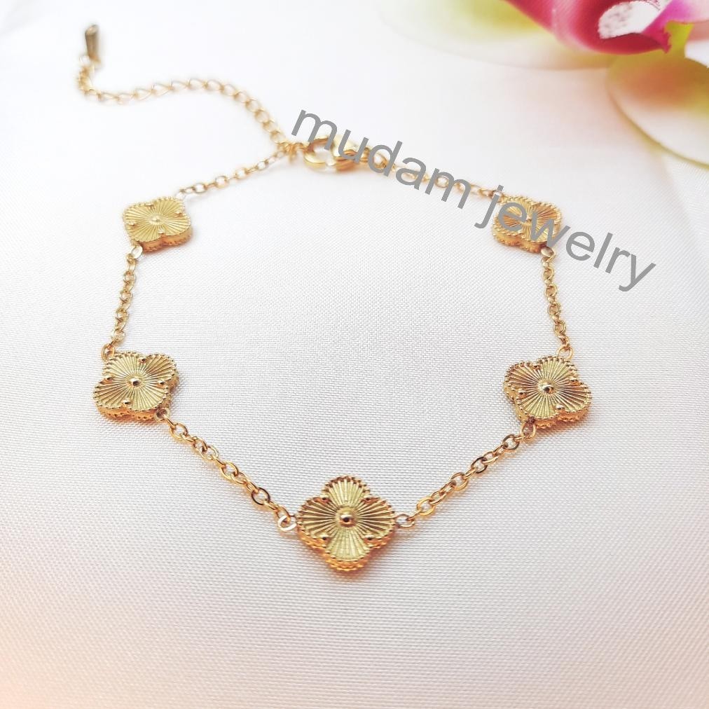 Jual ht-12 Gelang Rantai Model Daun Semanggi Sun Tersedia Warna Rose ...