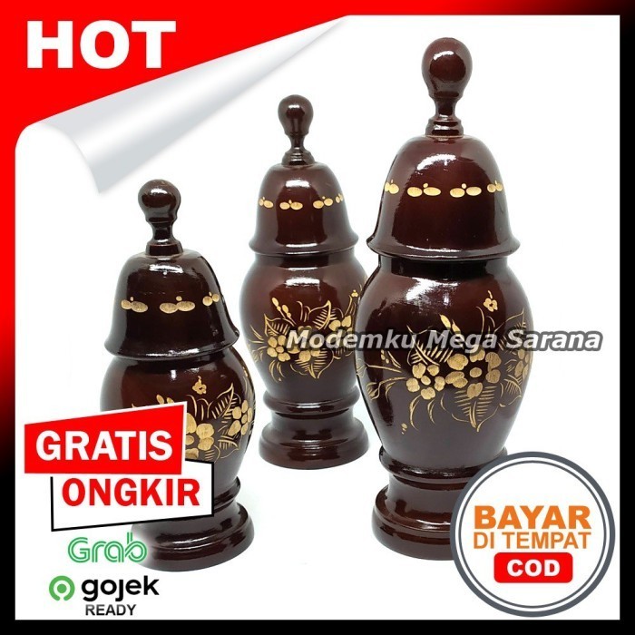 Jual Gra Vas Bunga Guci Kayu Jati Dengan Tutup - Vsa011 | Shopee Indonesia