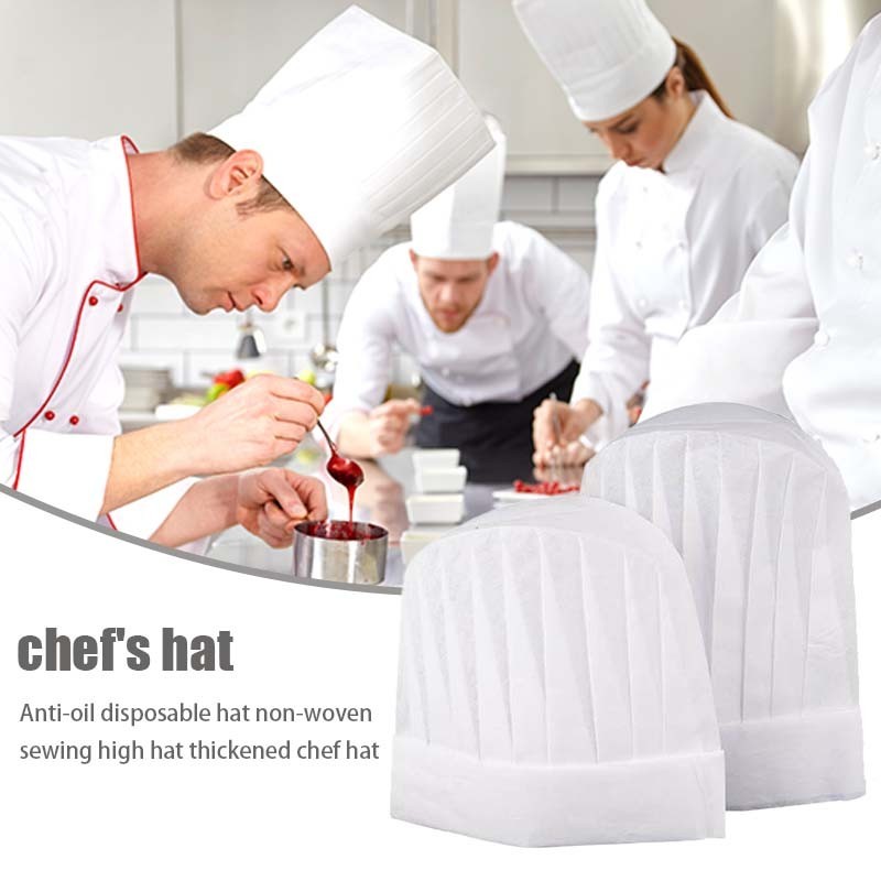 Jual 10pcs Topi Tinggi Topi Koki Chef Pria Dan Wanita Topi Chef Bahan ...