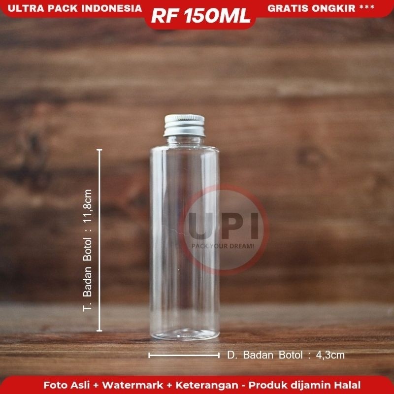 Jual KEMASAN MINUMAN BOTOL FOOD GRADE - BOTOL PET RF 150ML CLEAR + TUTUP ULIR ALUMINIUM | Shopee ...