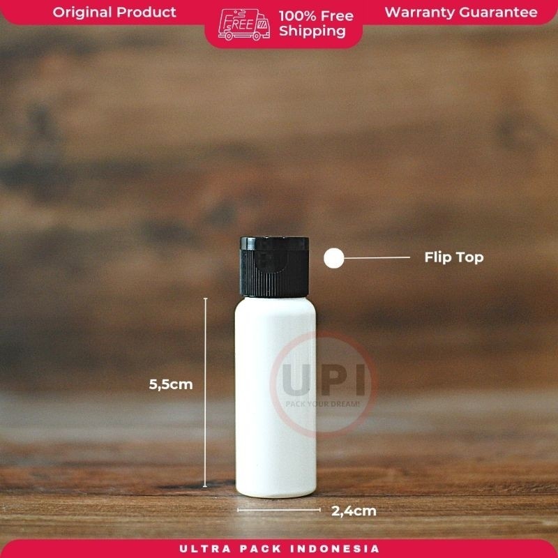 Jual KEMASAN BOTOL FLIPTOP ISI ULANG - BOTOL PET BR 20ML PUTIH + FLIP TOP HITAM | Shopee Indonesia