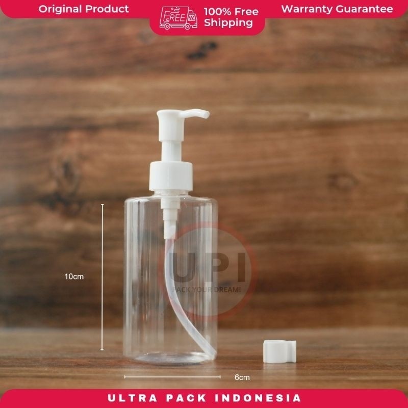 Jual KEMASAN BOTOL POMPA ISI ULANG - BOTOL PET RFS 250ML CLEAR + LOTION PUMP KUNCI PUTIH ...