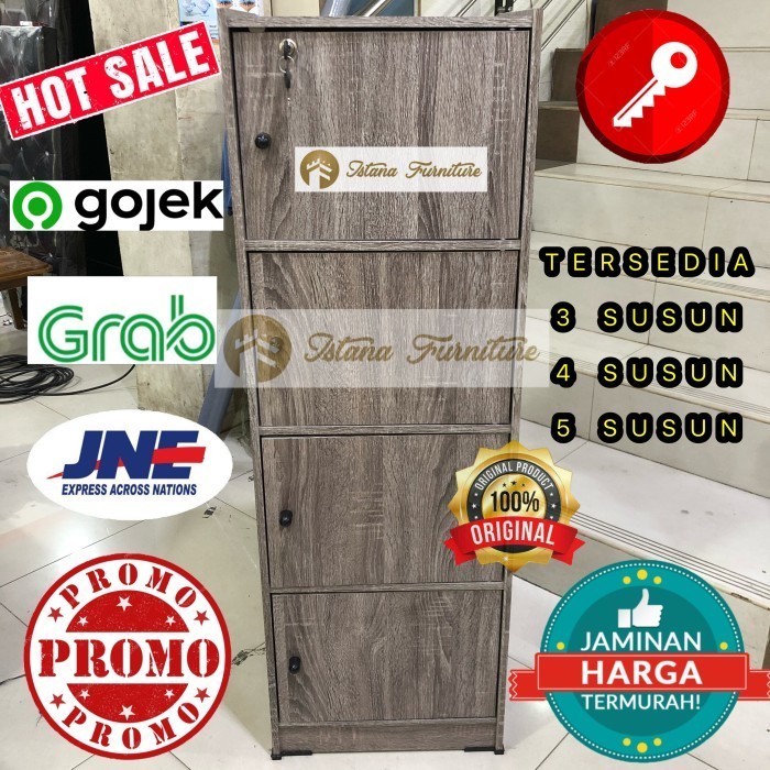 Jual Lemari Rak Buku Serbaguna Loker Dokumen Kantor Kayu 4 Susun ...
