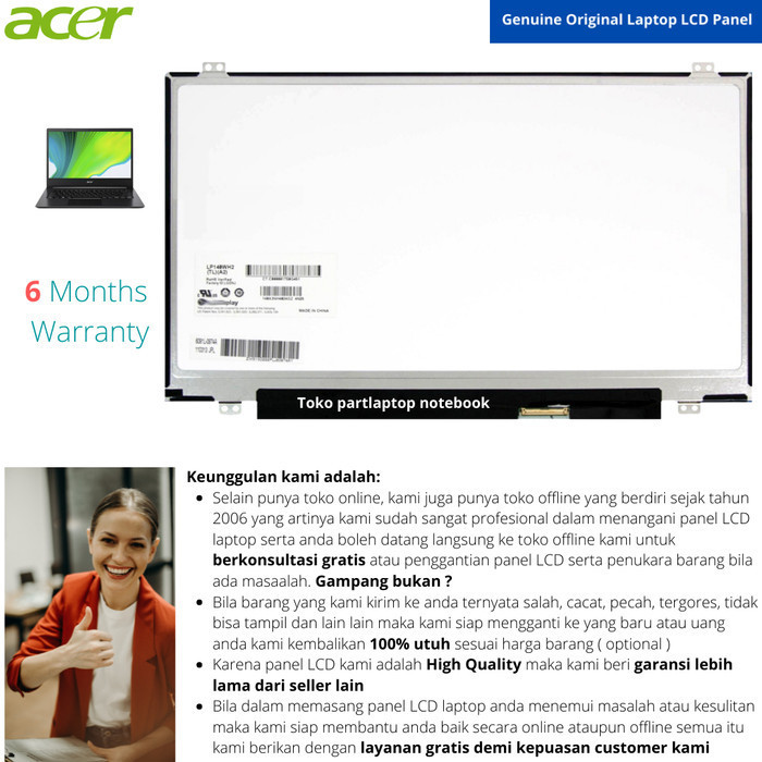 Jual Jual Original Layar Lcd Led Laptop Acer Aspire E14 E5-475G Series ...