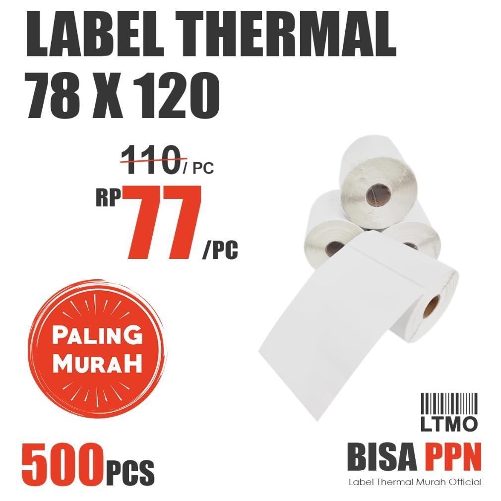 Jual u-45 Label Barcode MURAH 78 x 120 kertas stiker thermal 80x120 ...