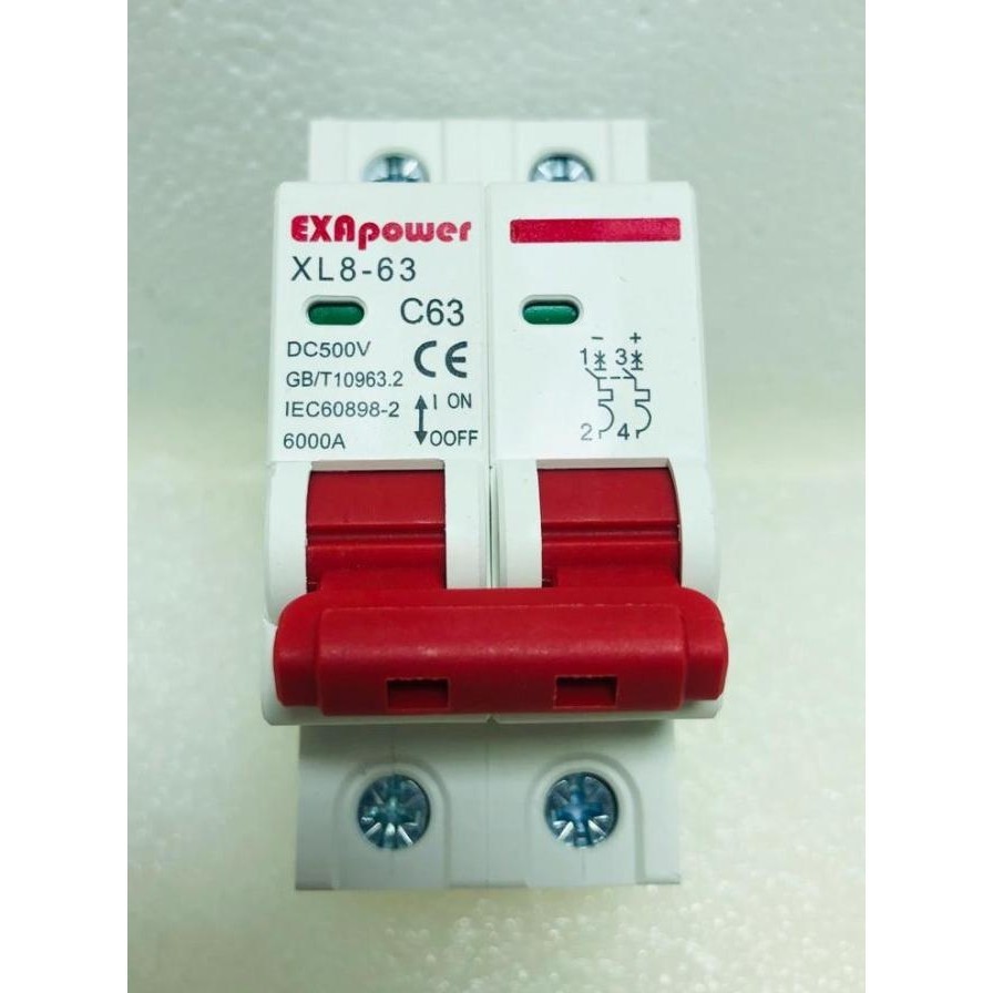 Jual Mcb Dc 2P 10A 16A 20A 32A 40A 50A 63A 500V Circuit Breaker Dc Pv Aki | Givebeststore ...