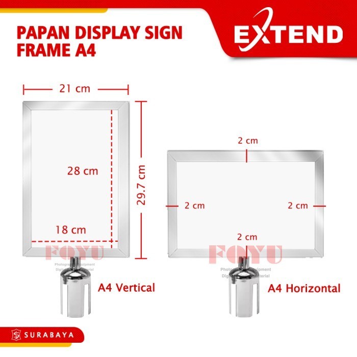 Jual Papan Display Sign Frame Board Banner Tiang Antrian Steel Black A4 ...
