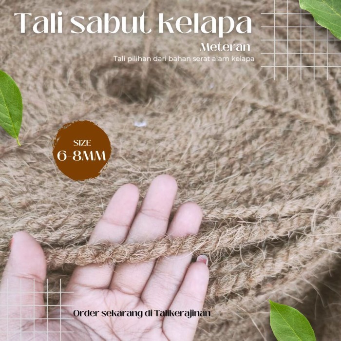 Jual Tali Sabut Kelapa 6Mm Meteran Tali Serat Alam Bahan Keset ...