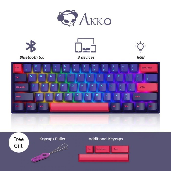Jual Akko Neon 3061 61-Key Mechanical Keyboard Rgb Bluetooth 5.0 ...