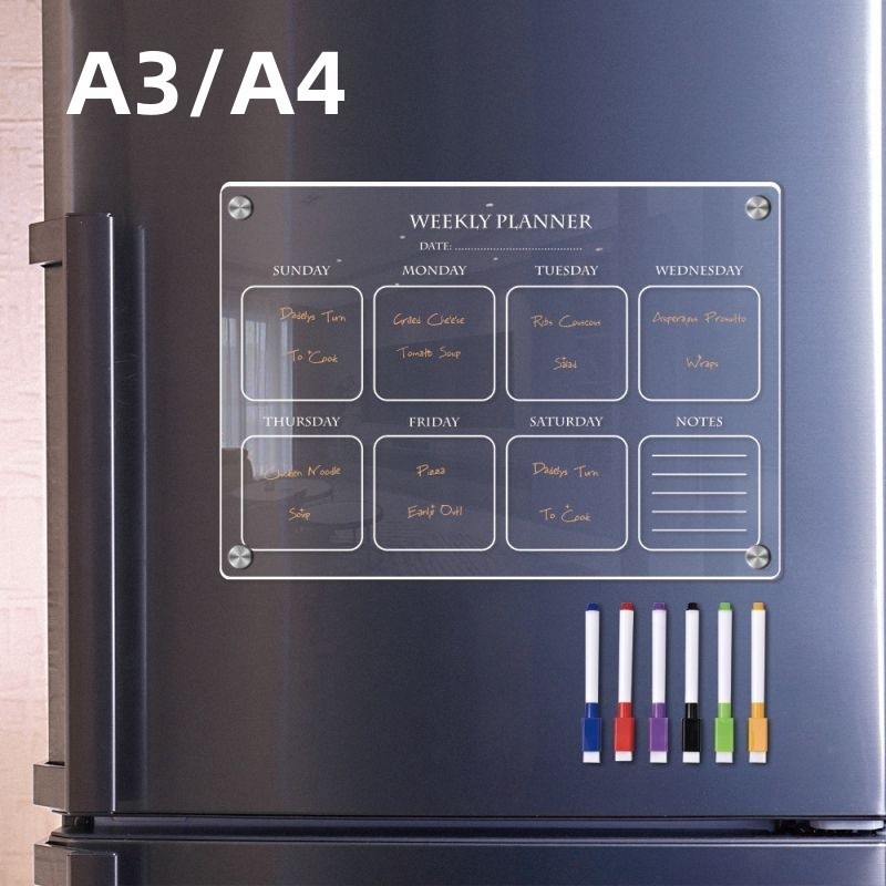Jual A3/A4 Weekly Planner Magnet Kulkas Akrilik Custom Dinding Schedule ...