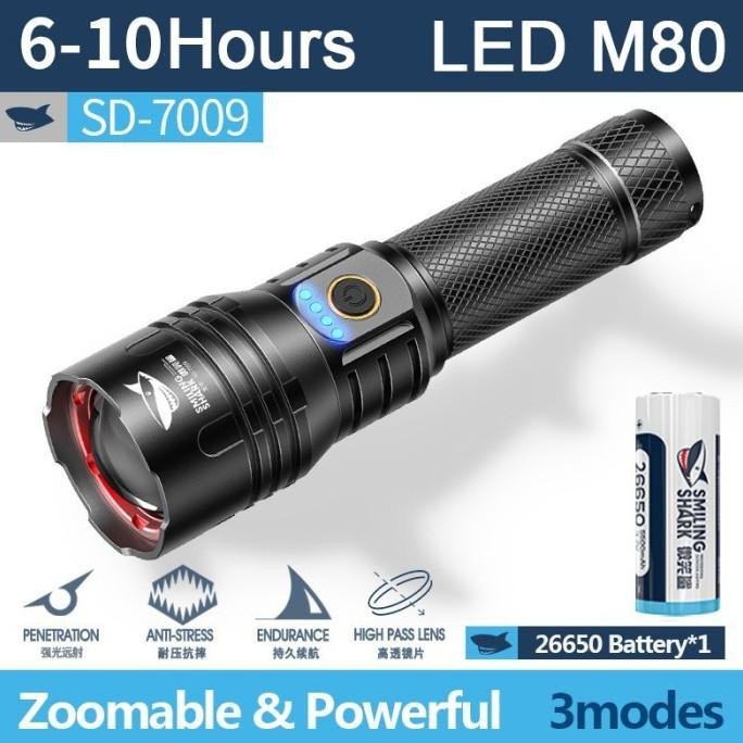 Jual New | Bagus Senter Smiling Shark Sd7009 M80 Super Terang Type-C ...