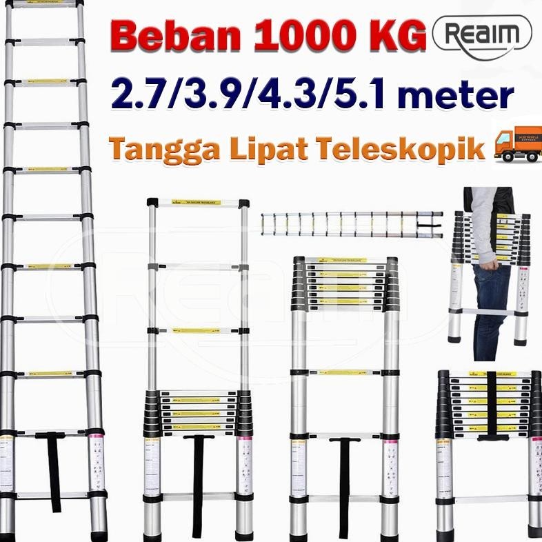 Jual Tangga Lipat Teleskopik 2.7m/3.9m/4.3m/5.1m Telescopic Ladder Multifungsi Dengan Teknik ...