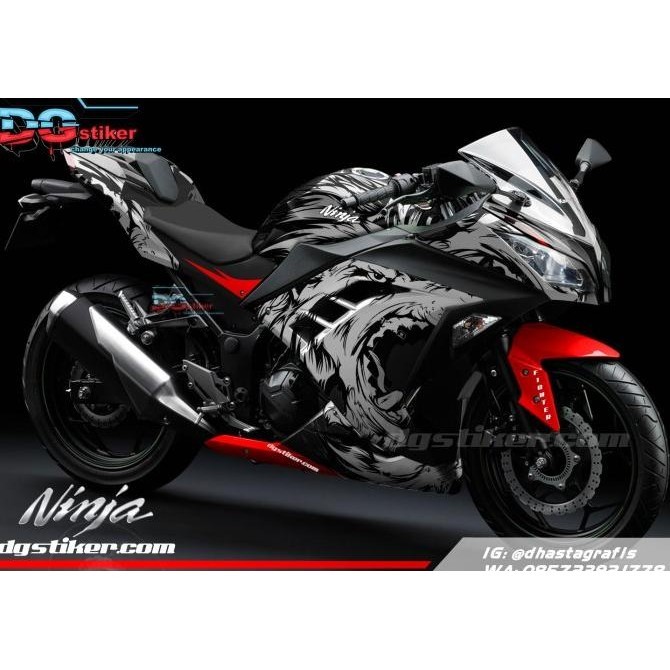 Jual jual stiker motor full body Ninja 250 FI Hitam Wolf Serigala HM ...