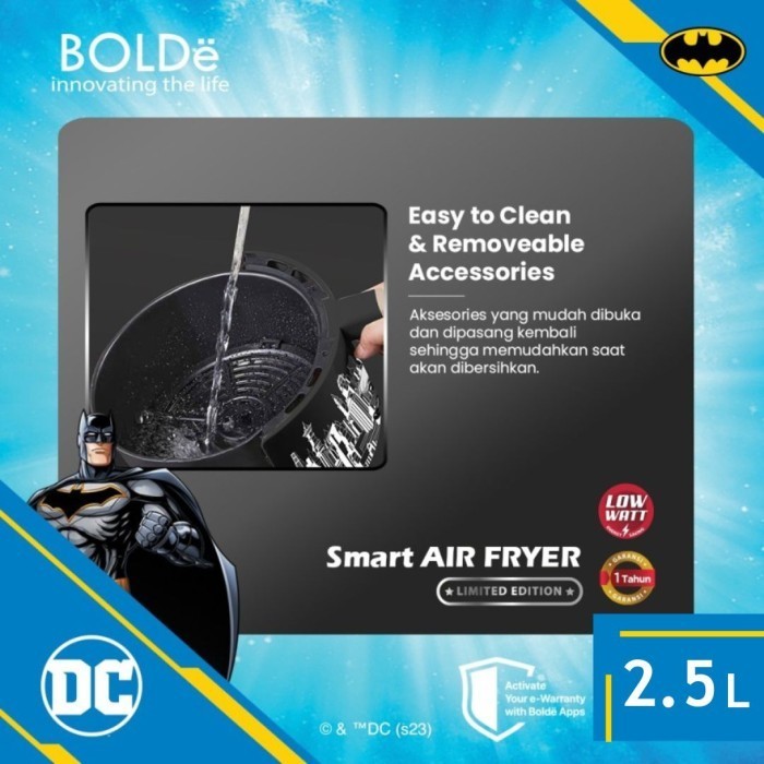 Jual Bolde X Dc Smart Air Fryer Batman Edition 2.5 Liter Air Fryer ...