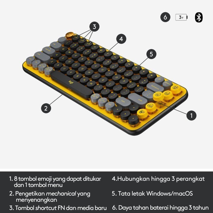 Jual Logitech Pop Keys Keyboard Wireless Mechanical Typing And Emoji ...